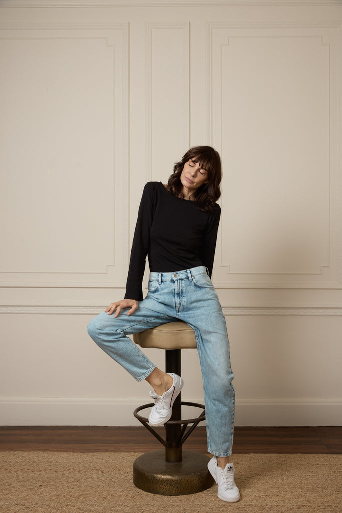 Edith The High Rise Barrel Leg | Say My Name [Blue] – Donna Ida