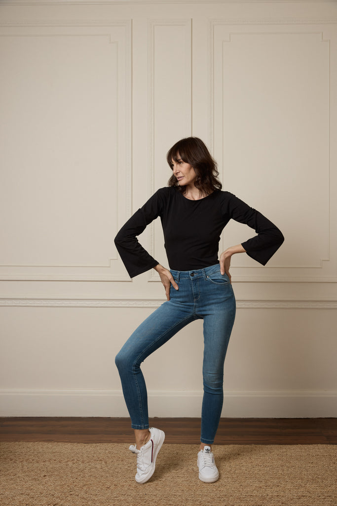 Rizzo The High Waisted Ankle Skinny Jeans | Blue Denim – Donna Ida