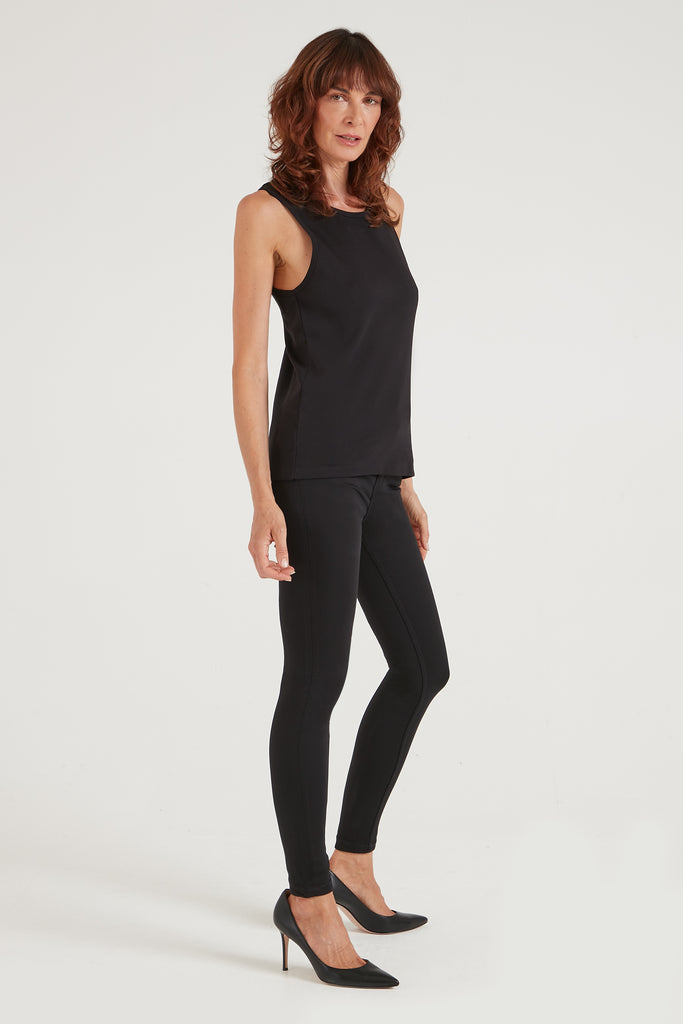 Rizzo The High Waisted Ankle Skinny Jeans | Black Denim – Donna Ida